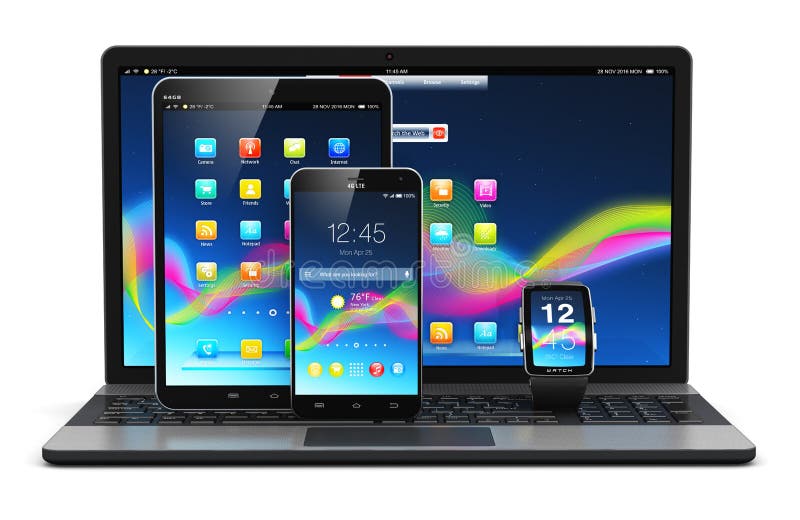 Mobile Devices with Touchscreen Interface Stock Illustration ...
