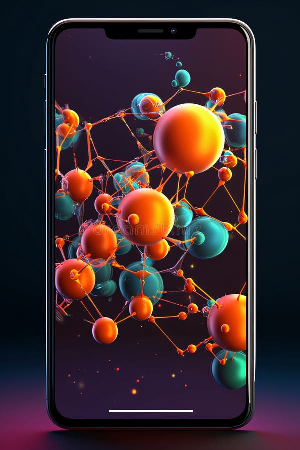 Modern Mobile Phone with Abstract Molecule Structure on the Screen ...