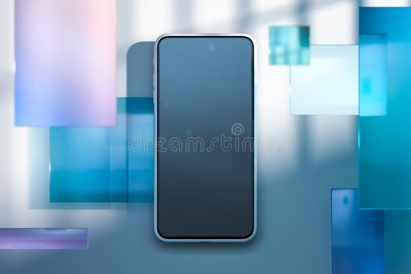 Modern Mobile Phone with Blank Screen on Glossy and Matte Squares ...