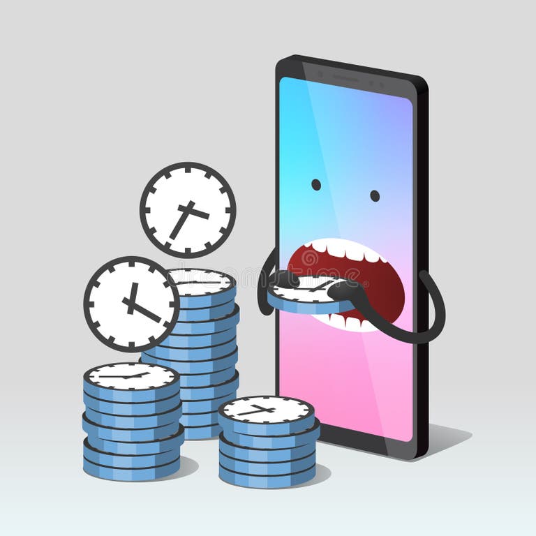Modern Mobile Phone is Eating Stylized Clocks Stock Vector ...