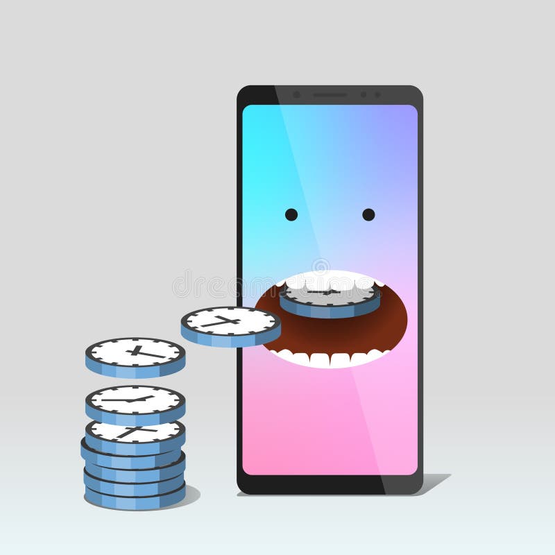 Modern Mobile Phone is Eating Stylized Clocks Stock Vector ...