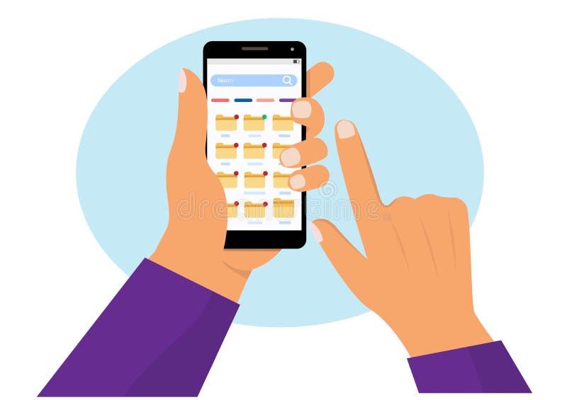 Modern Mobile Phone with Folder Search and Cloud Synchronization Touch ...
