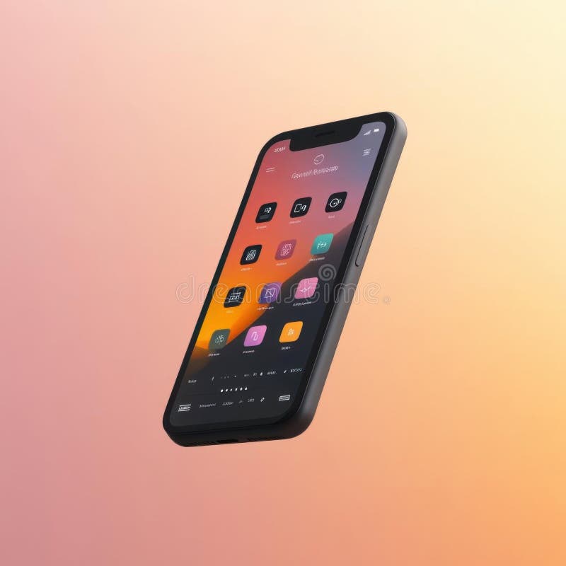 Modern Mobile Phone Interface Design with Colorful Icons Stock ...