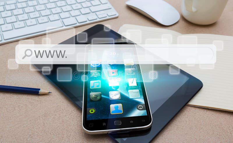 Modern Mobile Phone with Internet Web Bar Stock Illustration ...