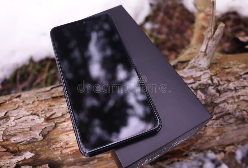 Modern Mobile Phone with Large Screen, Close-up and Assembly Details ...