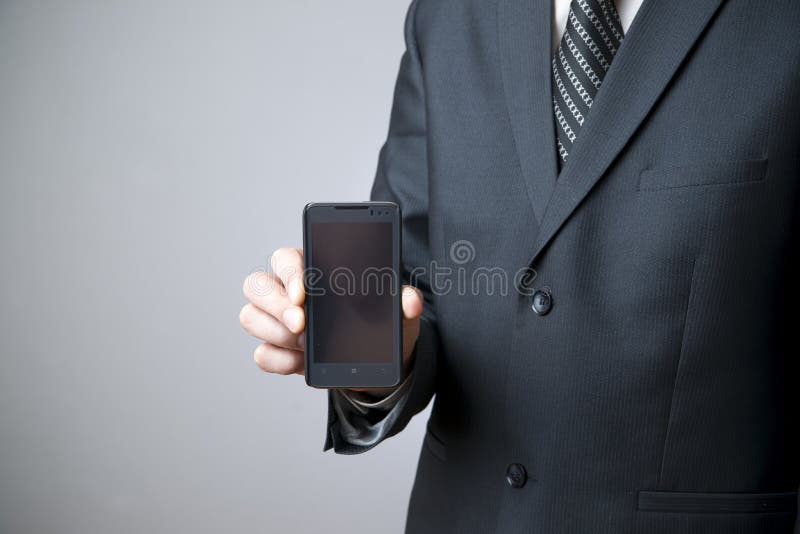 Modern Mobile Phone in Male Hand Stock Photo - Image of cellphone ...