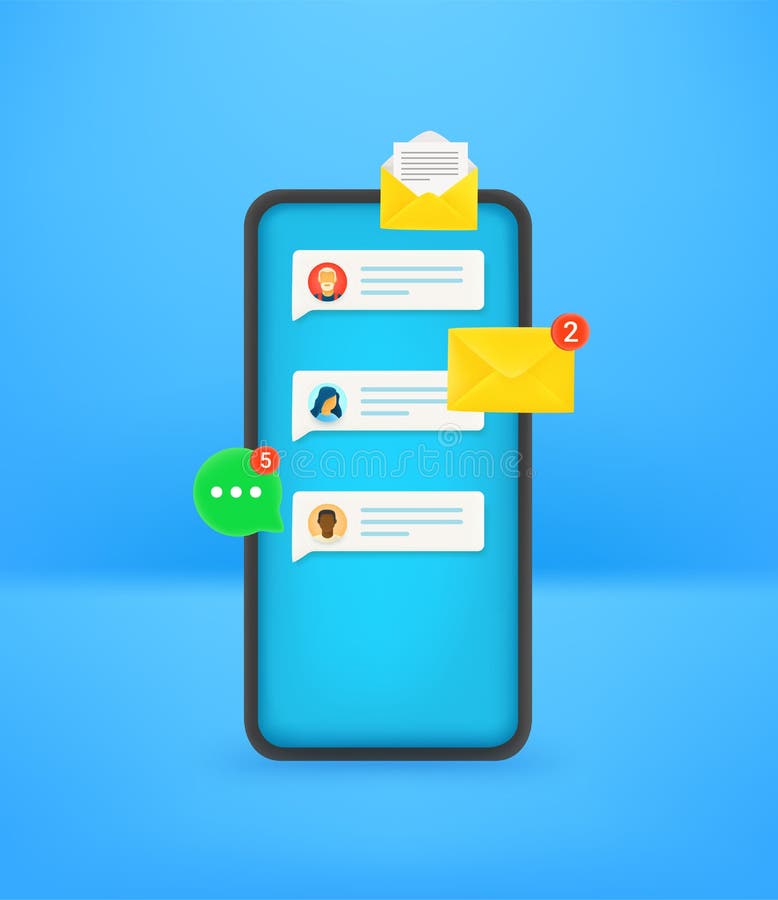 Modern Mobile Phone with Notifications Stock Vector - Illustration of ...