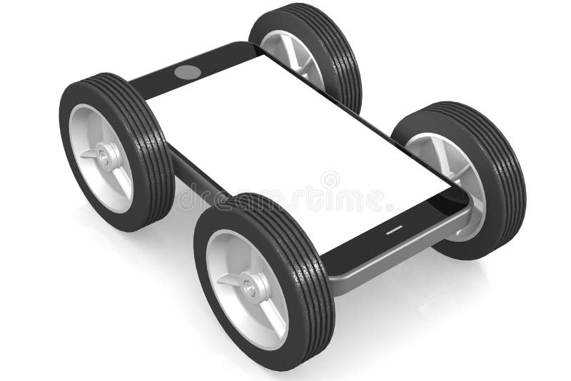 Modern Mobile Phone on Wheels Stock Illustration - Illustration of ...