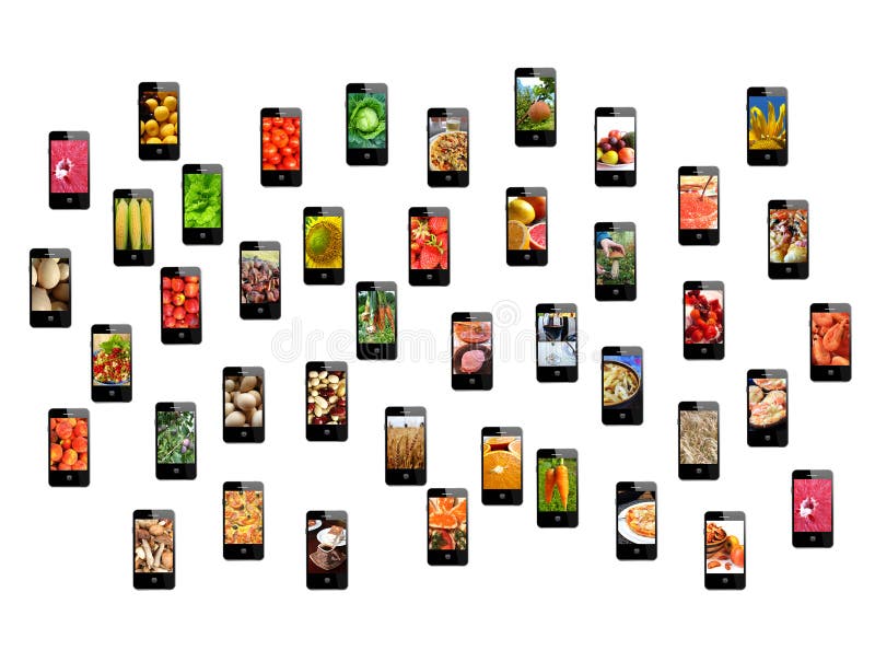 Modern Mobile Phones with Different Images Stock Image - Image of ...