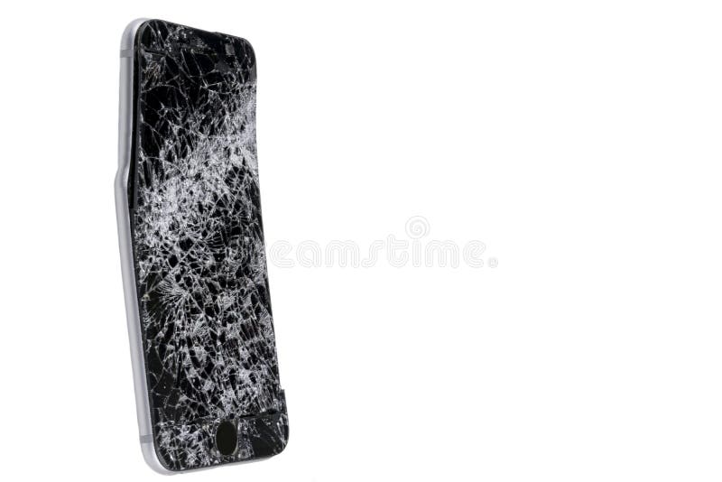 Modern Mobile Smartphone Broken Screen and Damages. Cellphone Crashed ...