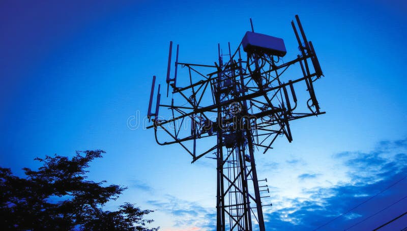 A Modern Mobile Technology Setup Featuring a Telecom Tower Equipped ...