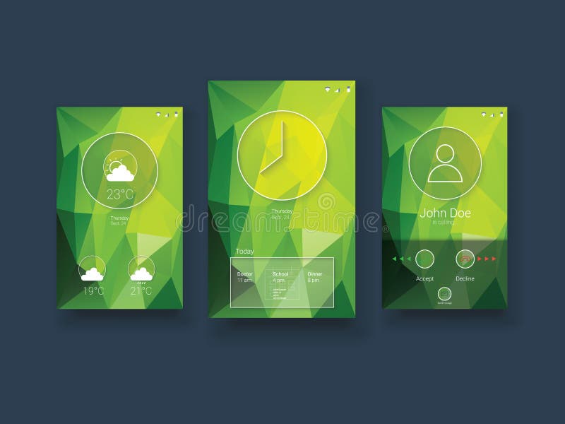 Mobile Ui Template with Contact Menu Icon Set on Stock Vector ...