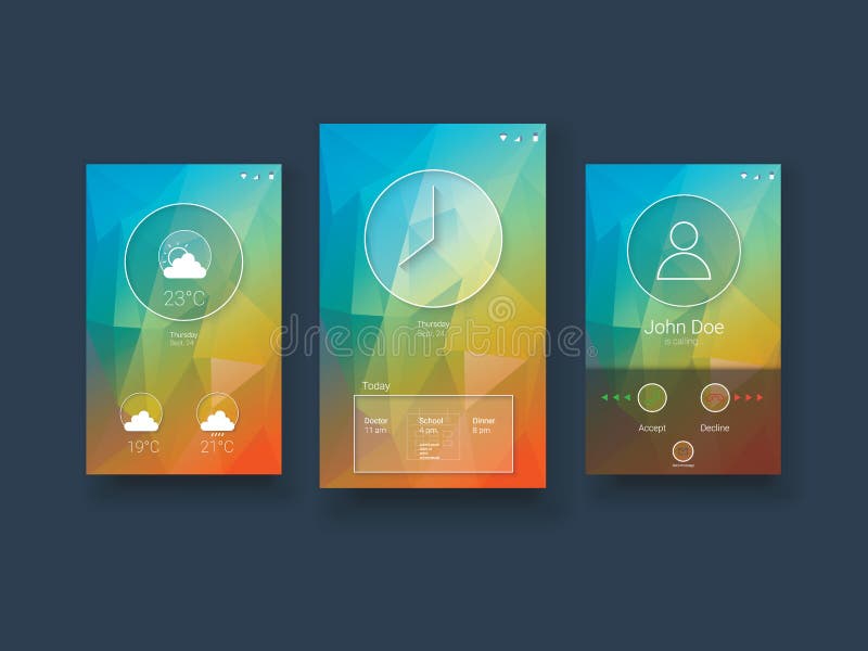 Mobile Ui Template with Contact Menu Icon Set on Stock Vector ...