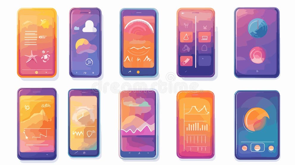 Modern Mobile Weather App Interface Design with User-Friendly GUI ...