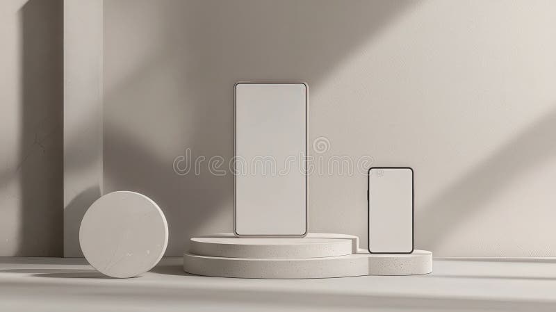 Modern Mockup Showcase of Sleek Smartphone Designs in Minimalist Studio ...