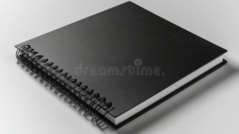 Modern Mockup Template of an Open Black Notebook with Spiral Binding ...