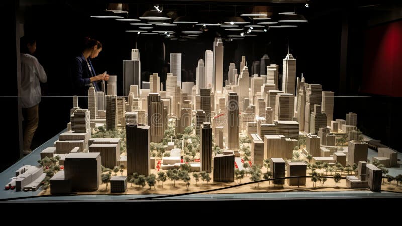 Modern Model of a City Downtown Spatial Development. AI Generated Stock ...