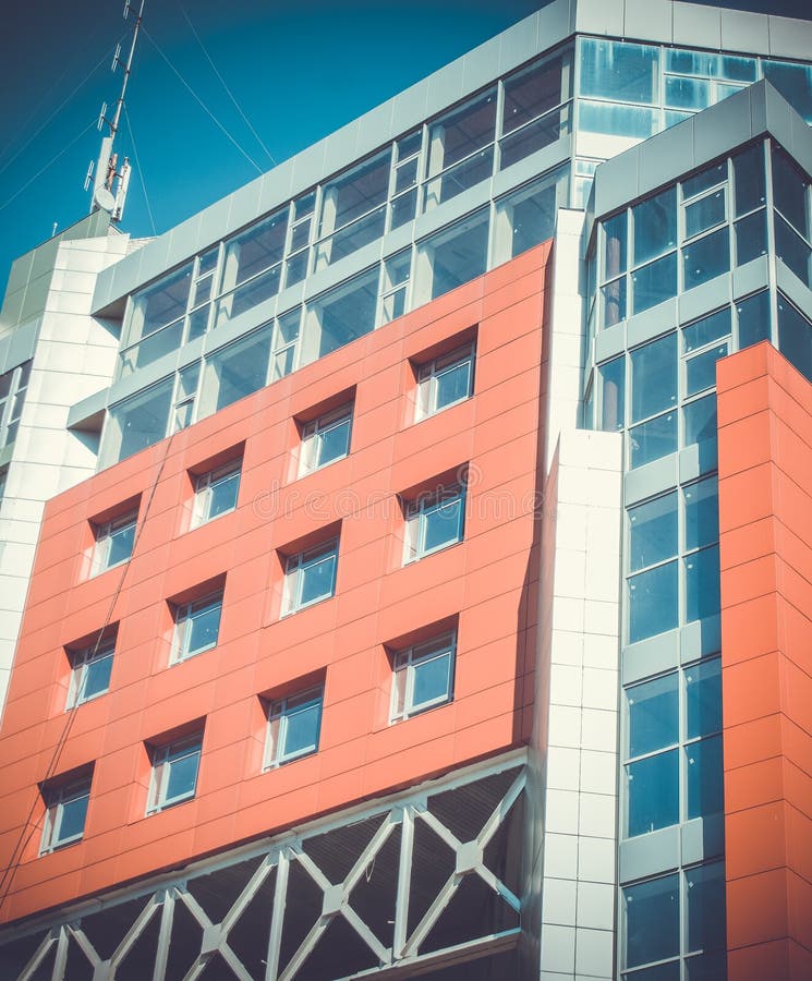 Modern Modernistic Red Building Stock Photo - Image of mirror, angle ...