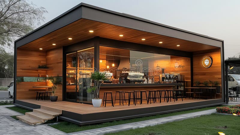 Modern Modular Coffee Shop. Stock Illustration - Illustration of estate ...