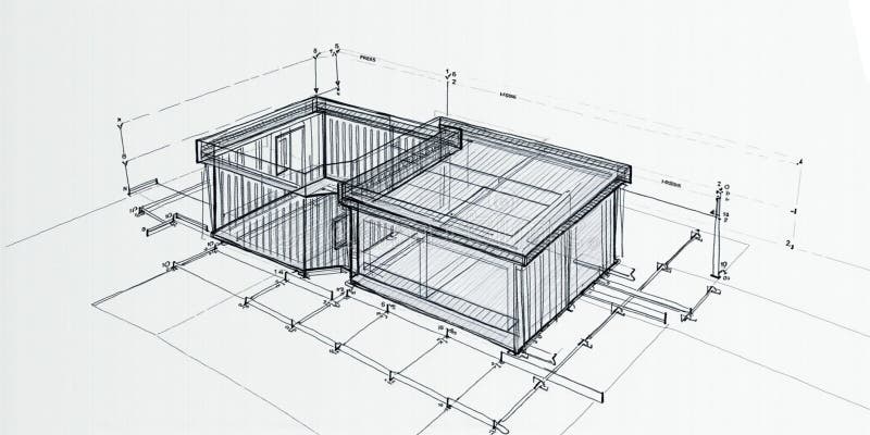 Modern Modular Container Home Blueprint Stock Illustration ...