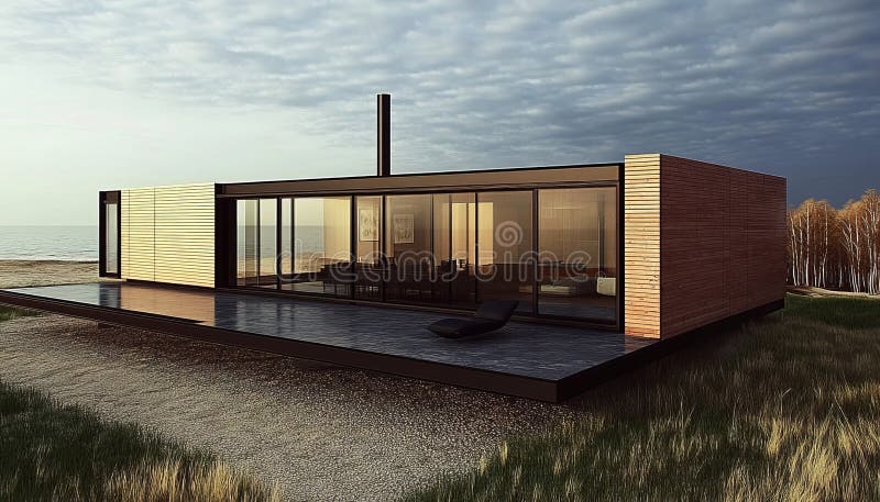 Modern Modular Home with Panoramic Windows and a Spacious Deck ...