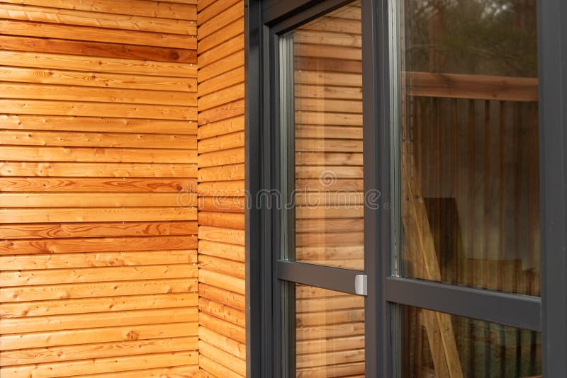 Modern Modular House in the Forest Stock Image - Image of build ...