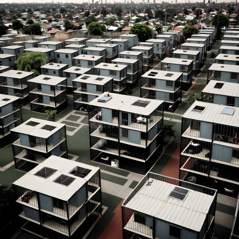 Modular Housing in Stacked Container Cells. Each Module Has a Stock ...