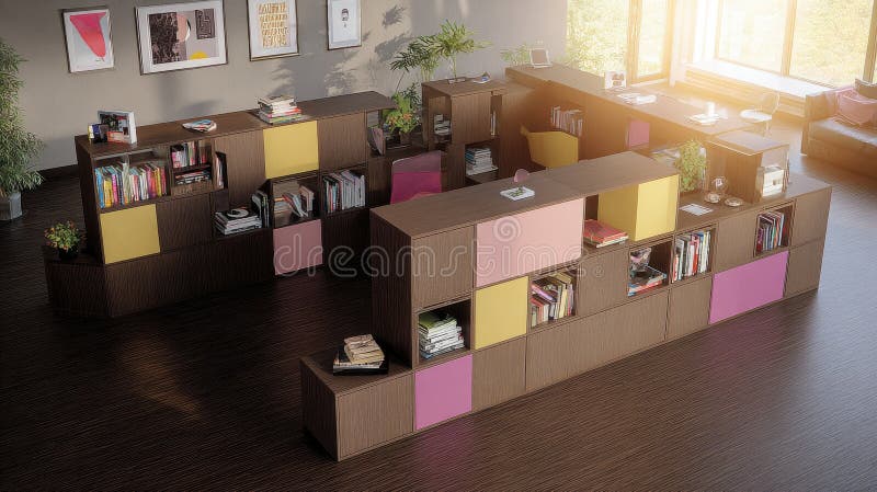 Modern Modular Office Library System Stock Illustration - Illustration ...
