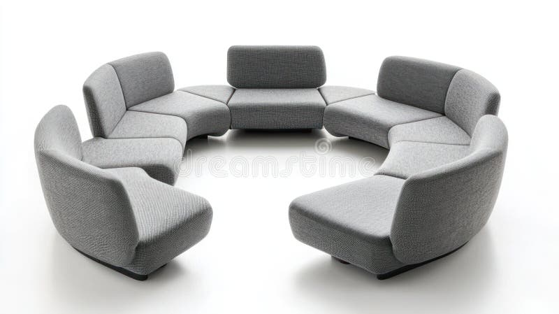 Modern Modular Seating in Grey Fabric, Perfect for Collaborative Spaces ...