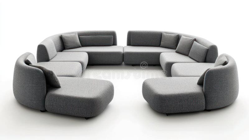 Modern Modular Seating in Grey Fabric, Perfect for Versatile Spaces ...
