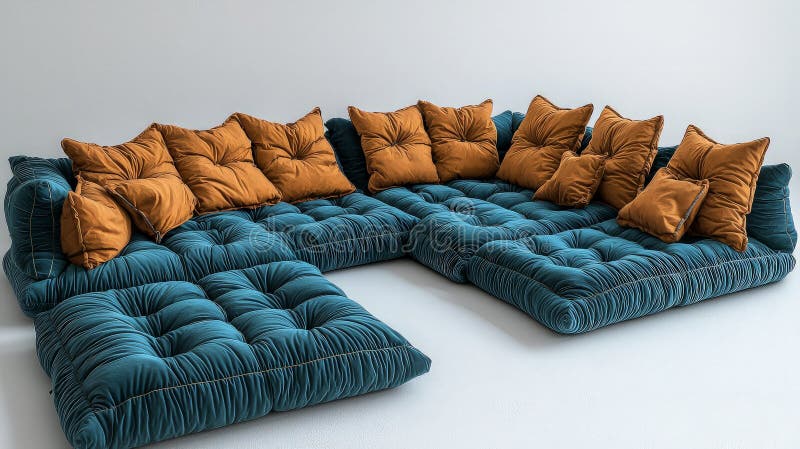 Modern Modular Sofa, Comfortable Seating, Neutral Backdrop, Interior ...