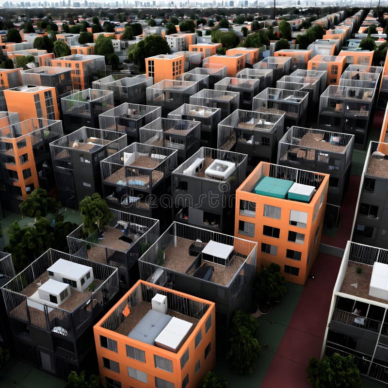 Modern Modular Urban Living Complex Stock Image - Image of aerial ...