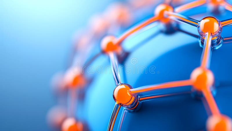 Modern Molecular Structure in Blue Tones Stock Image - Image of orange ...