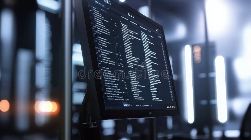 Modern Monitor Displaying Enrollment Database in High-tech Environment ...