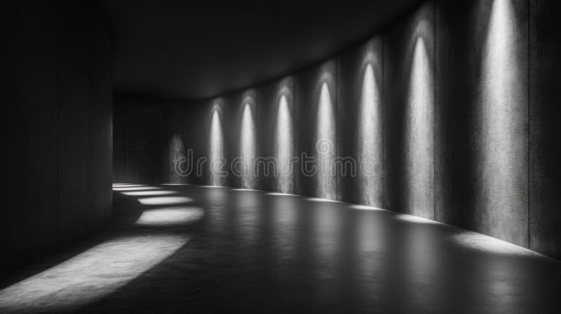 Modern Monochromatic Interior Architecture with Spot Lighting Stock ...