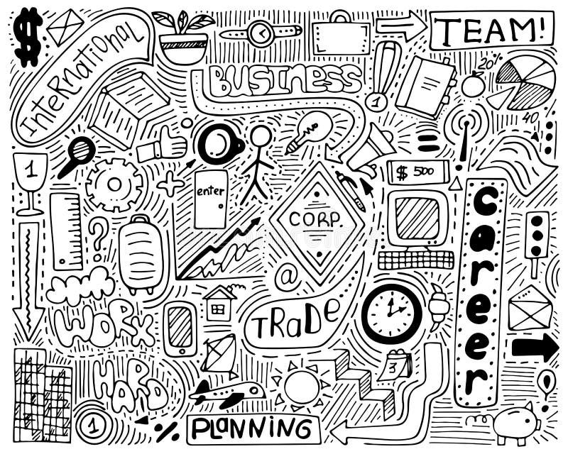 Modern Monochrome Doodle Poster for Business. Stock Vector ...