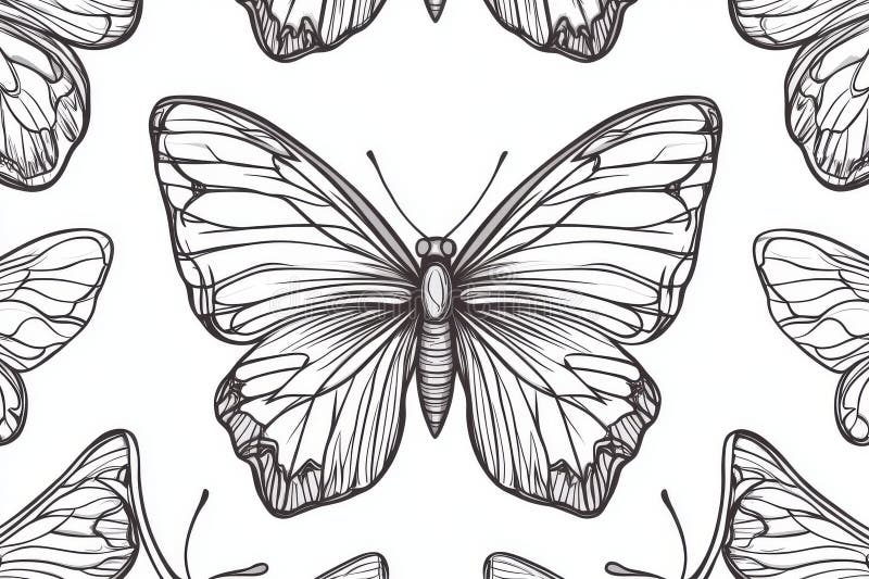 Modern Monochrome Seamless Pattern Inspired by Butterfly Wings Stock ...