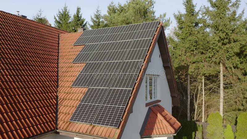 Monocrystalline Photovoltaic Panels Made of Solid Silicon Crystal on ...