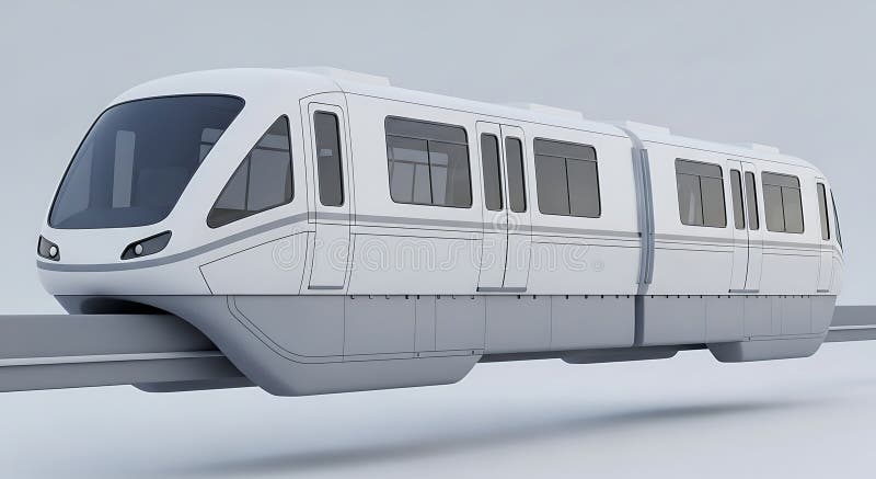 Modern Monorail Train on Track Stock Illustration - Illustration of ...