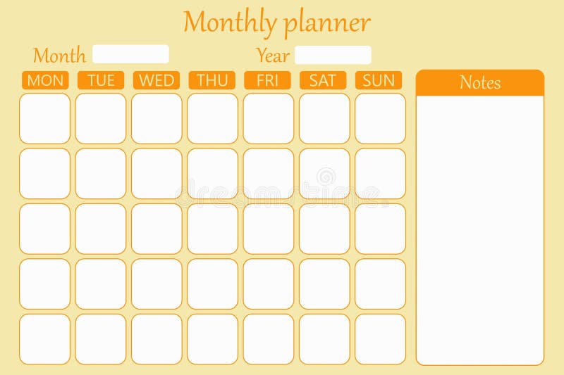 Modern Monthly Planner. Vector Illustration. Stock Vector ...