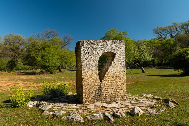 Modern Monument Made of Stone Standing on a Meadow Stock Image - Image ...