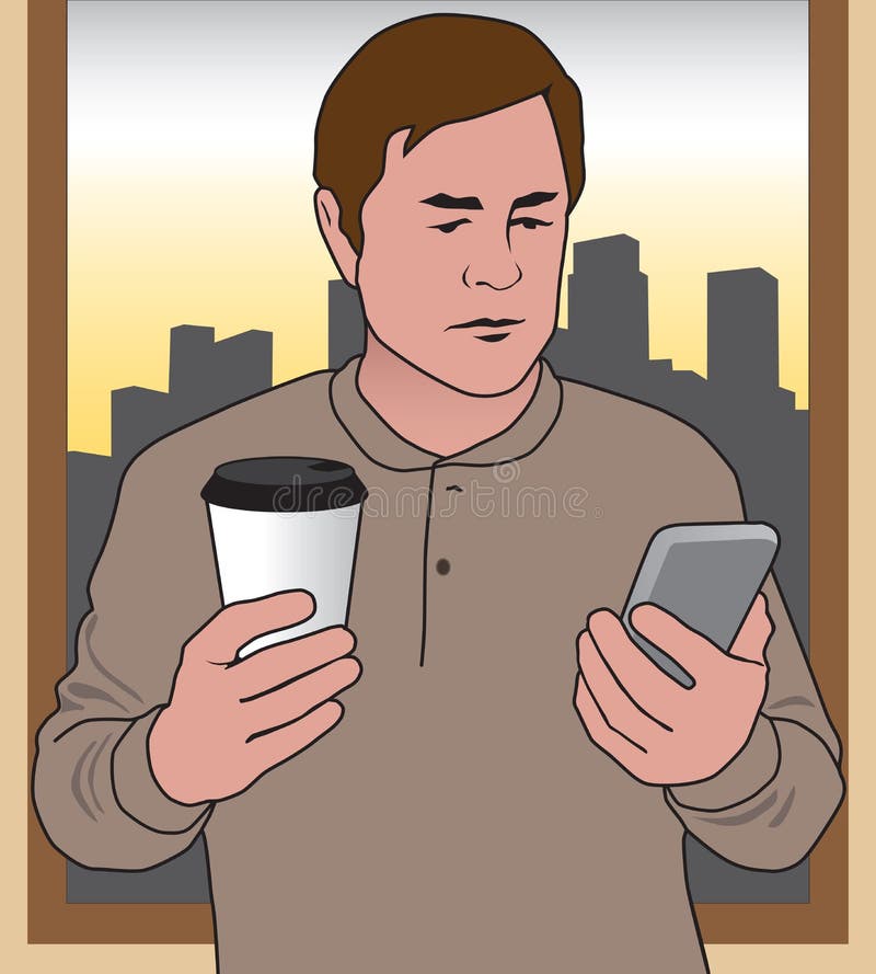 Man Checking His Phone Stock Illustrations – 83 Man Checking His Phone ...