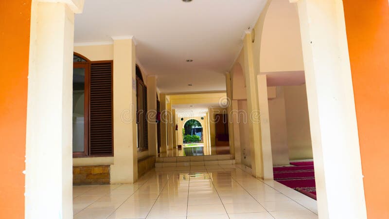 Modern Mosque Corridor with Geometric Columns Stock Image - Image of ...