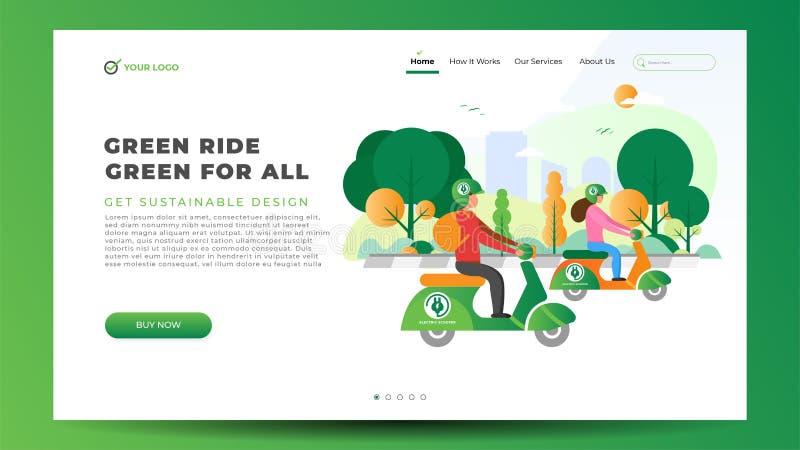 Modern Motor Bike Cycle Flat Vector Background Landing Page Web Header ...