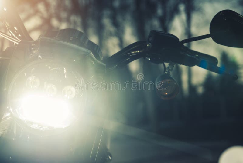 Modern Motorcycle Front LED Light Illumination Stock Image - Image of ...
