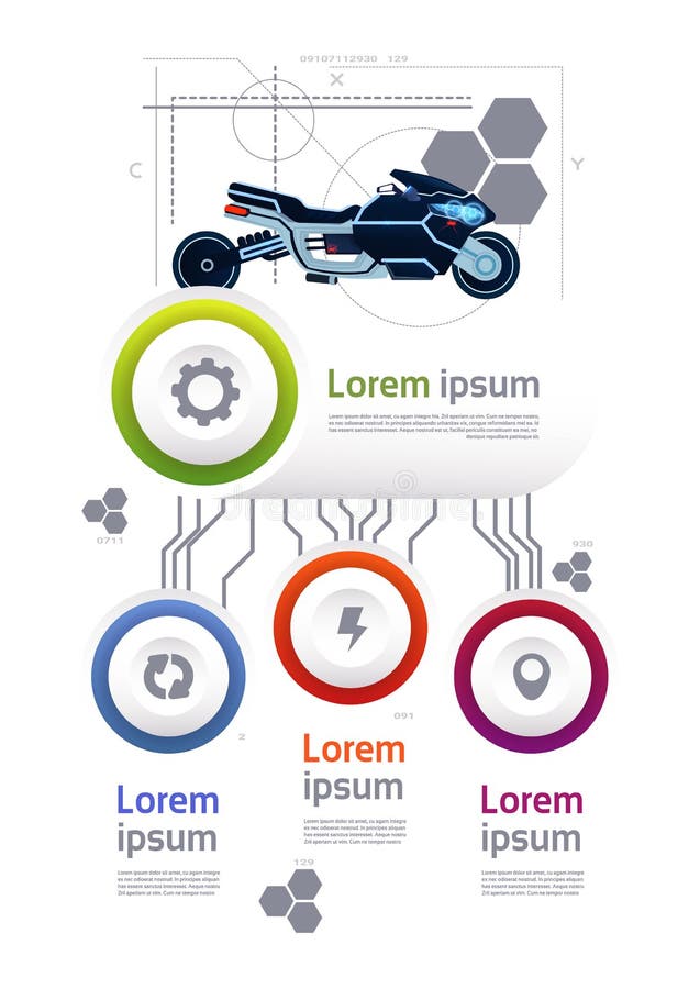 Modern Motorcycle Over Template Transportation Infographics Banner with ...