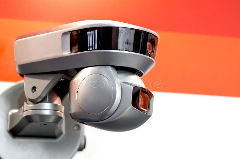 Modern Motorized Surveillance Camera. Double Wide Angle Moving Lense ...