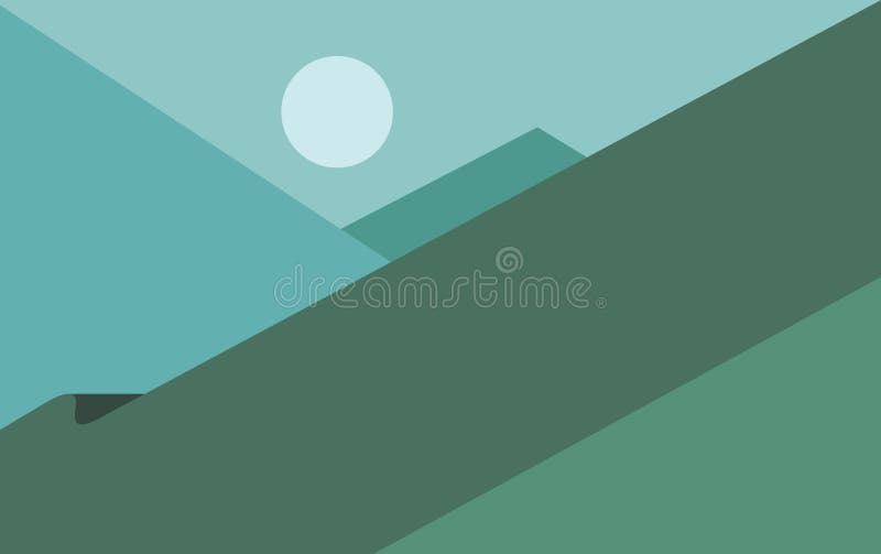 Modern Mountain Art Vector Illustration. Mountain and Moon Background ...