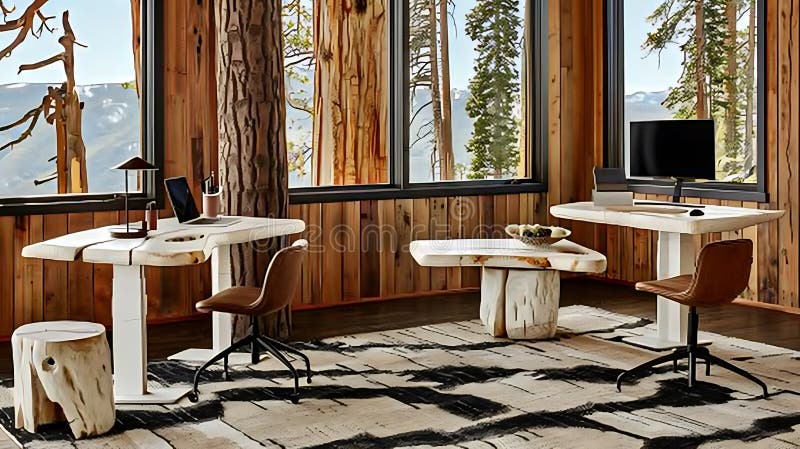 Modern Mountain Retreat: a Rustic Workspace with Natural Light and Wood ...
