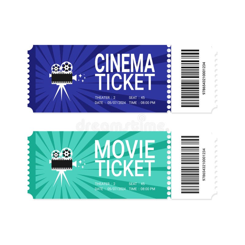 Modern Movie or Cinema Ticket Design. Realistic Front View Stock Vector ...